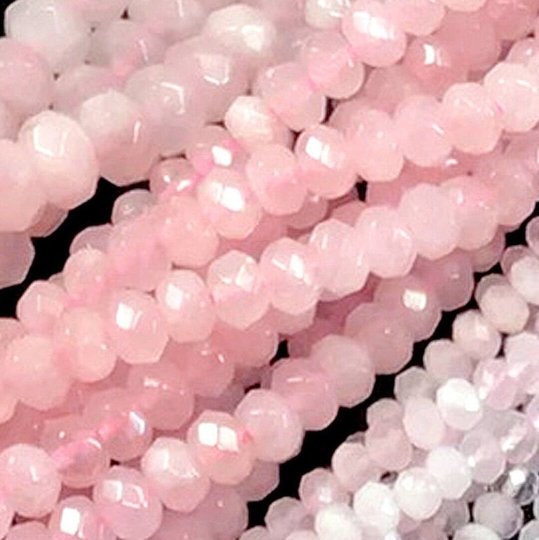 Pink Rose Quartz Faceted Rondelle Beads - 4mm, 6mm, 8mm 15 Inch Strand ...