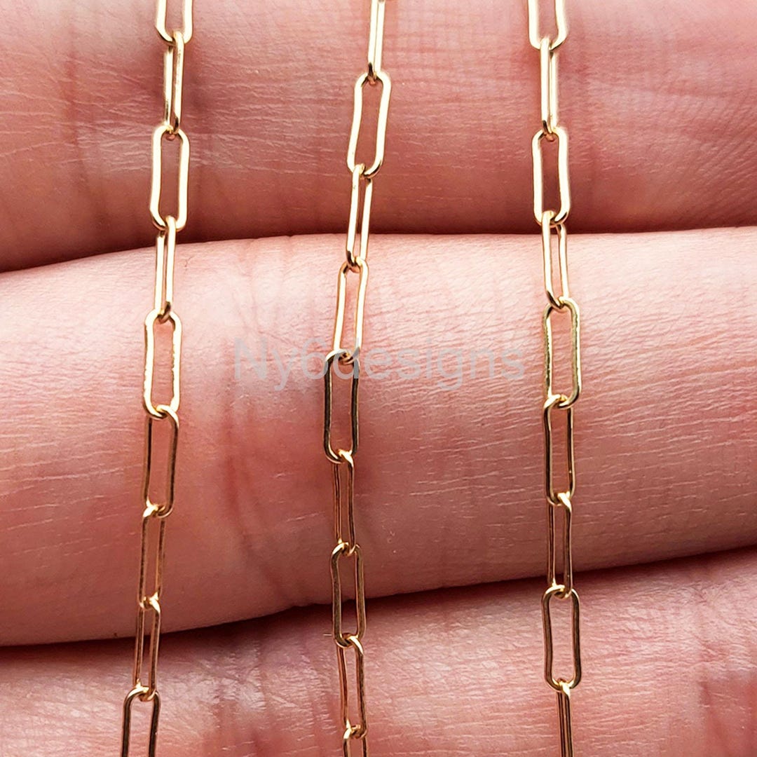 14K Gold Filled 5.5x2mm Flat Paperclip Chain Minimalist Jewelry Supply ...