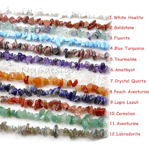 Natural Gemstone Chip Beads Multi Color Assorted 15" 32" Strand Crystal ...