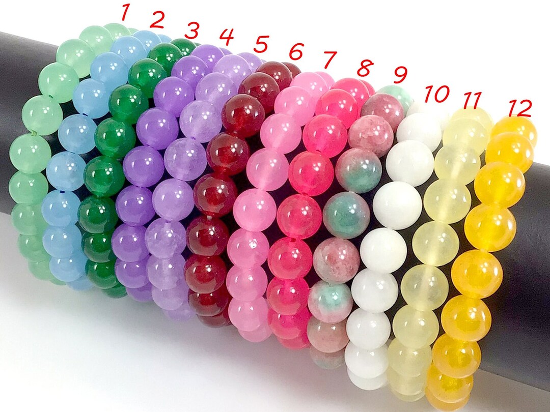 Multi-color Jade Bracelet Natural AAA Gemstone Stretch Beaded Bracelet ...
