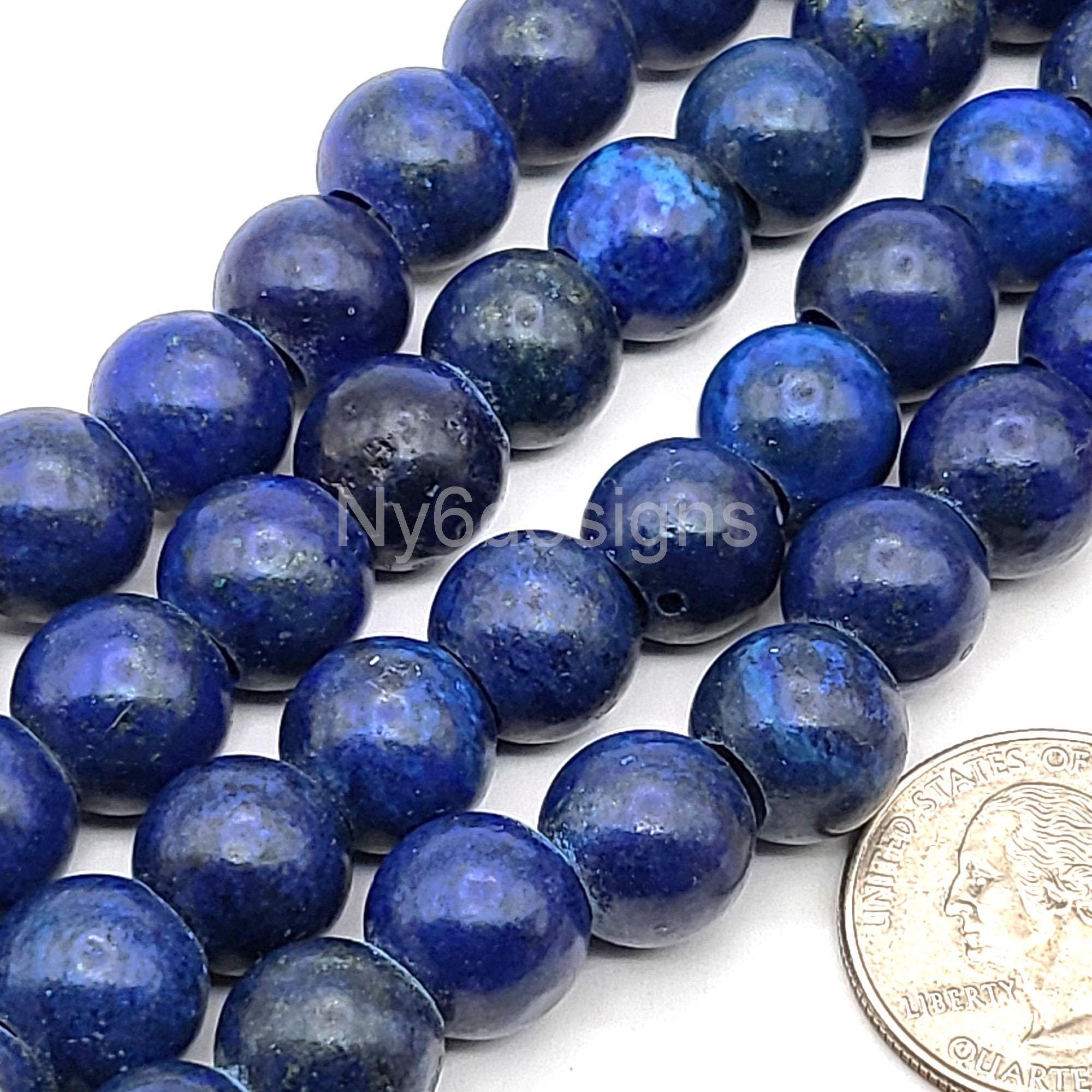 Lapis Lazuli Big Hole Beads Smooth Round Gemstone 7.5