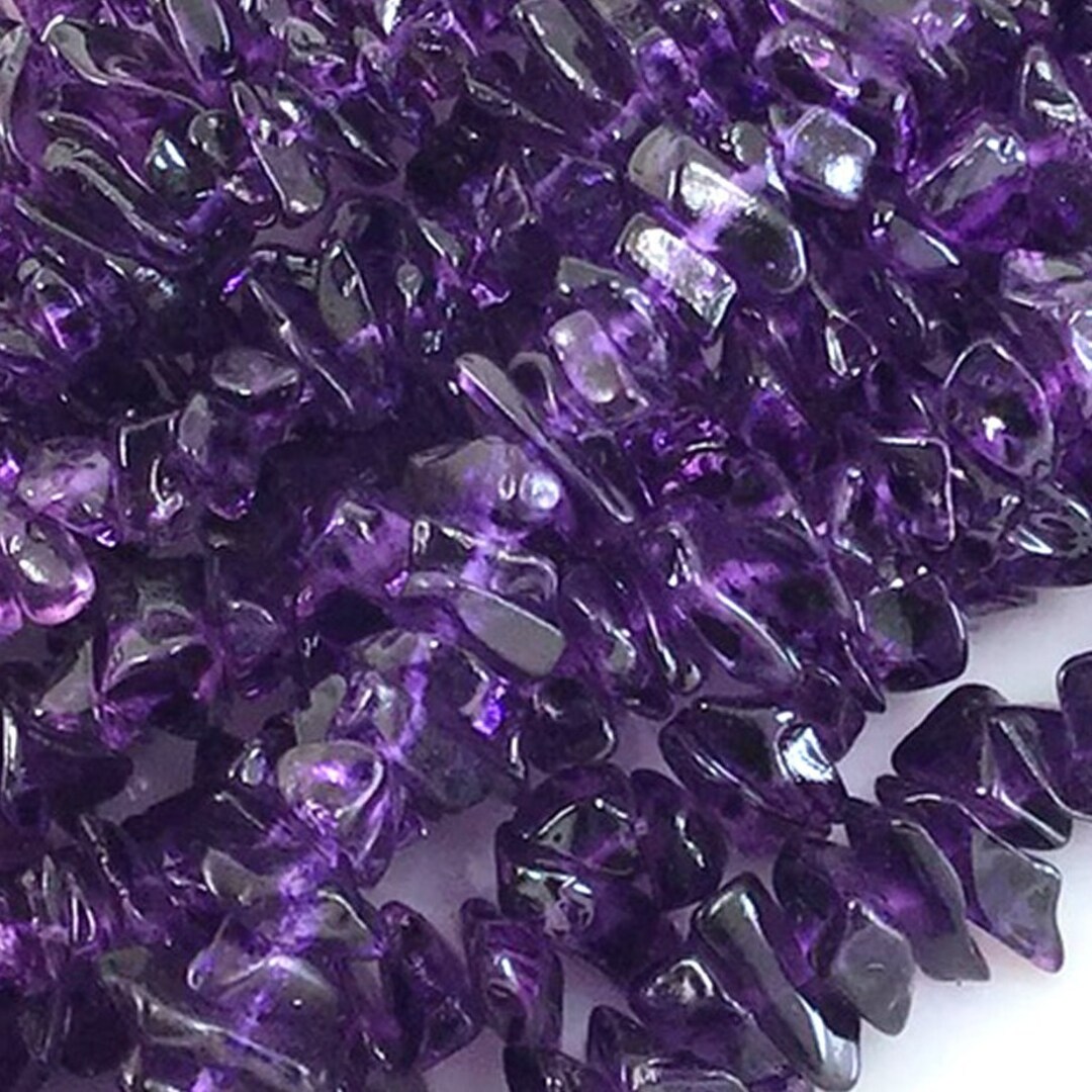 Purple Glass Crystal Chips Beads Crystal Glass Nugget Chip 36" Inches ...