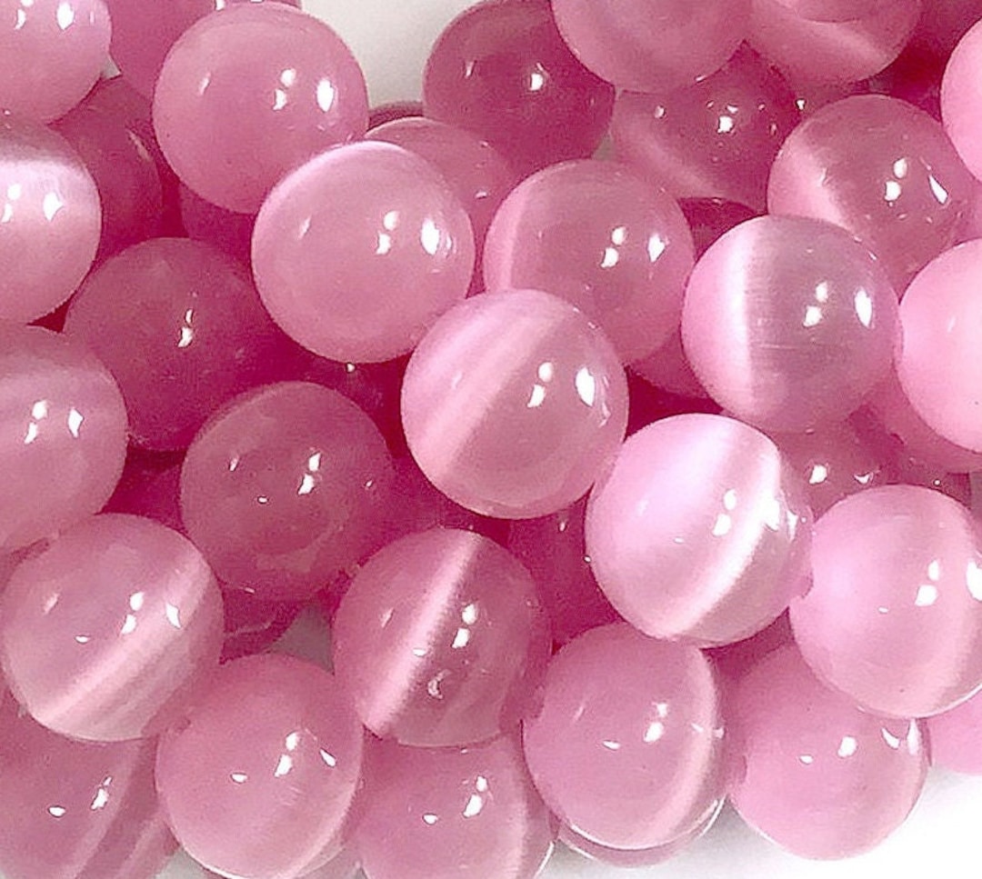 Pink Cat Eye Beads Cats Eye Glass High Quality AA Smooth Crystal Round ...