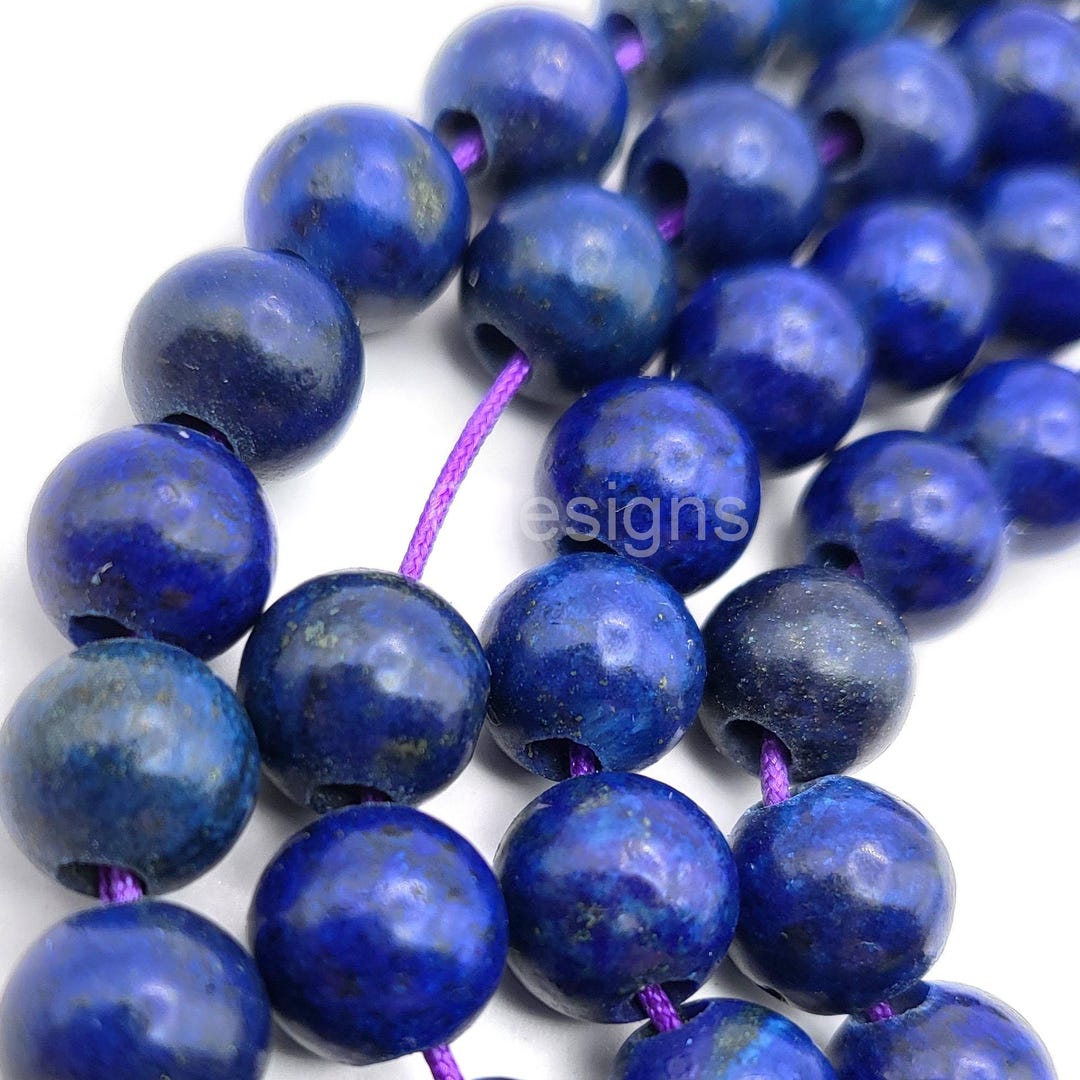 Lapis Lazuli Big Hole Beads Smooth Round Gemstone 7.5