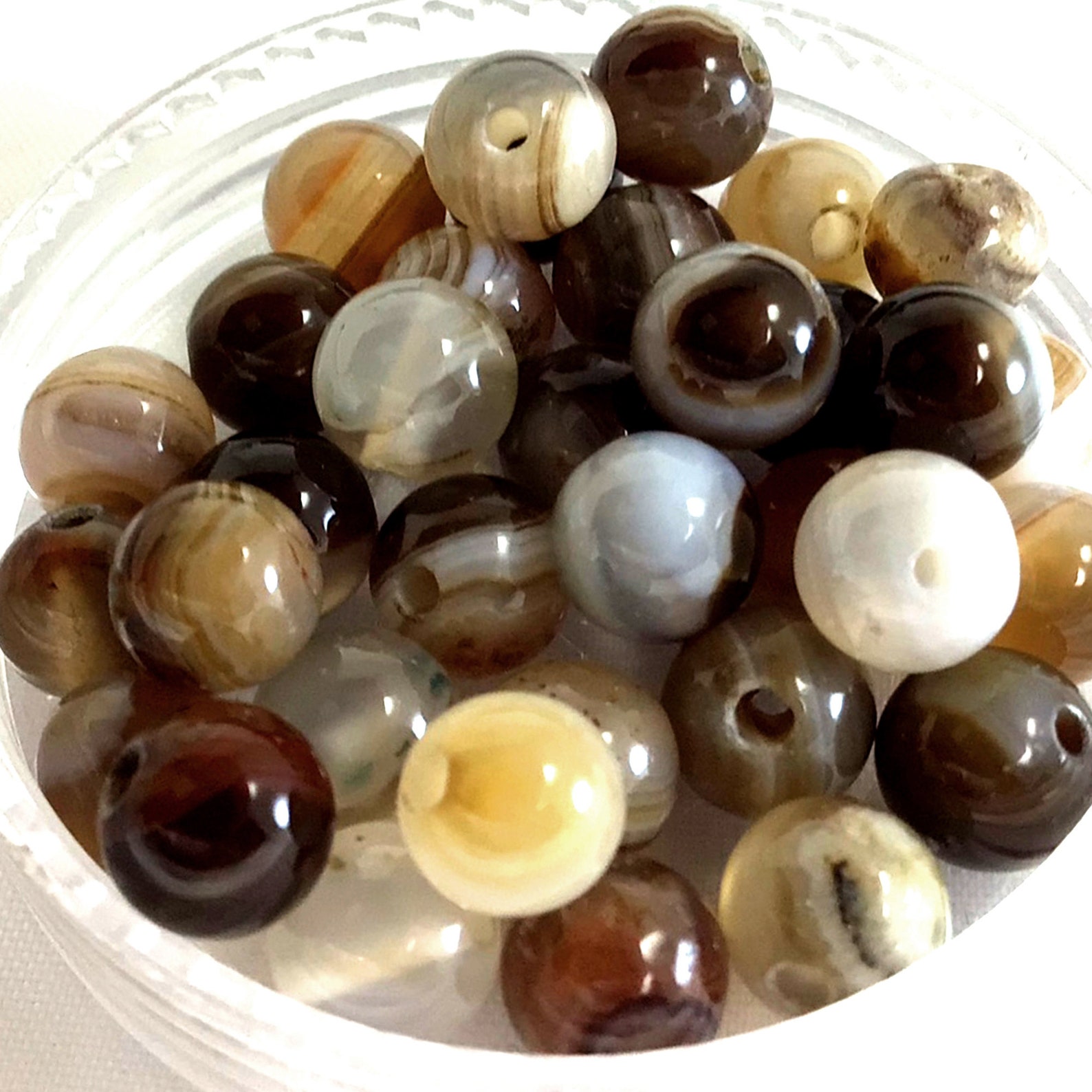 Smooth Round Brown Stripe Agate Beads, Natural Gemstone (4-12mm) Sold ...