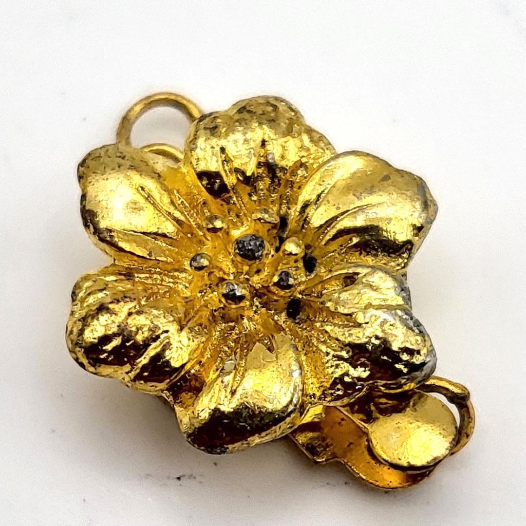 14mm Classic Flower Box Gold Plate Flower Box Clasp, 4 Pcs for Jewelry ...