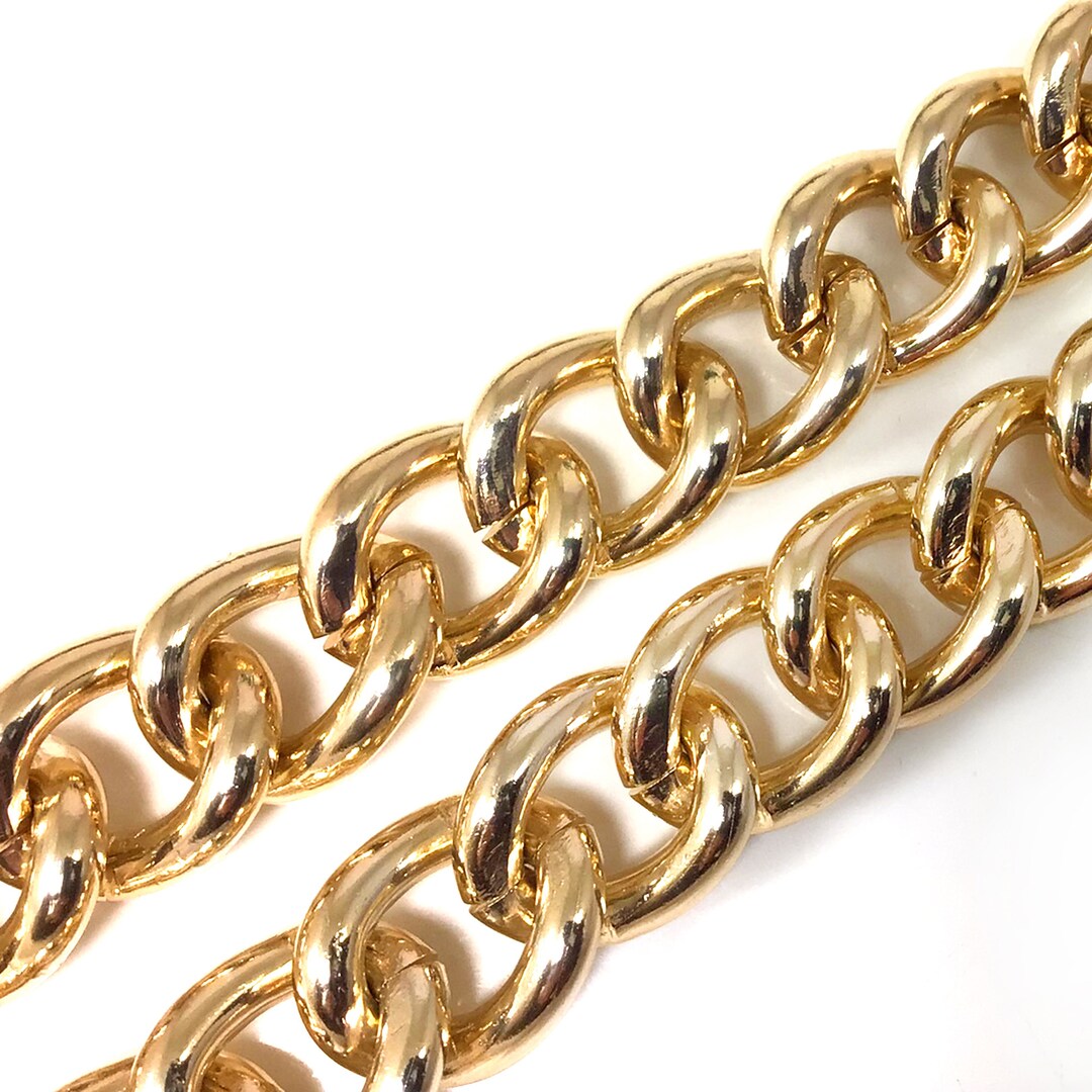 Gold Curb Link Chain Necklace W Lobster Clasps Gold Curb Chain Gold ...
