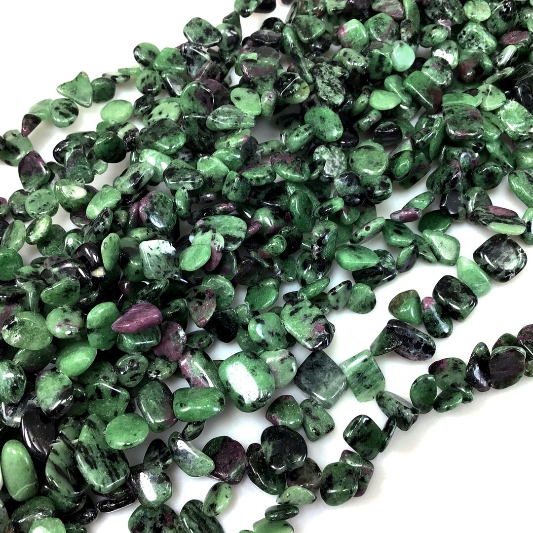 Grade AA Natural Green Ruby Zoisite Gemstone 8x3mm Flat Pebble Nugget ...