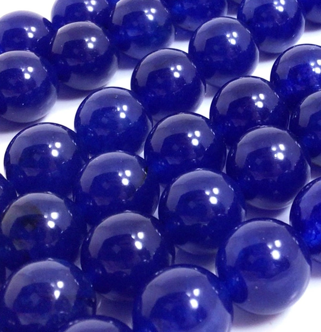 Royal Blue Jade Beads Grade AA Gemstone Round Loose Beads Sapphire Blue Jade 4mm 6mm 8mm 10mm ...