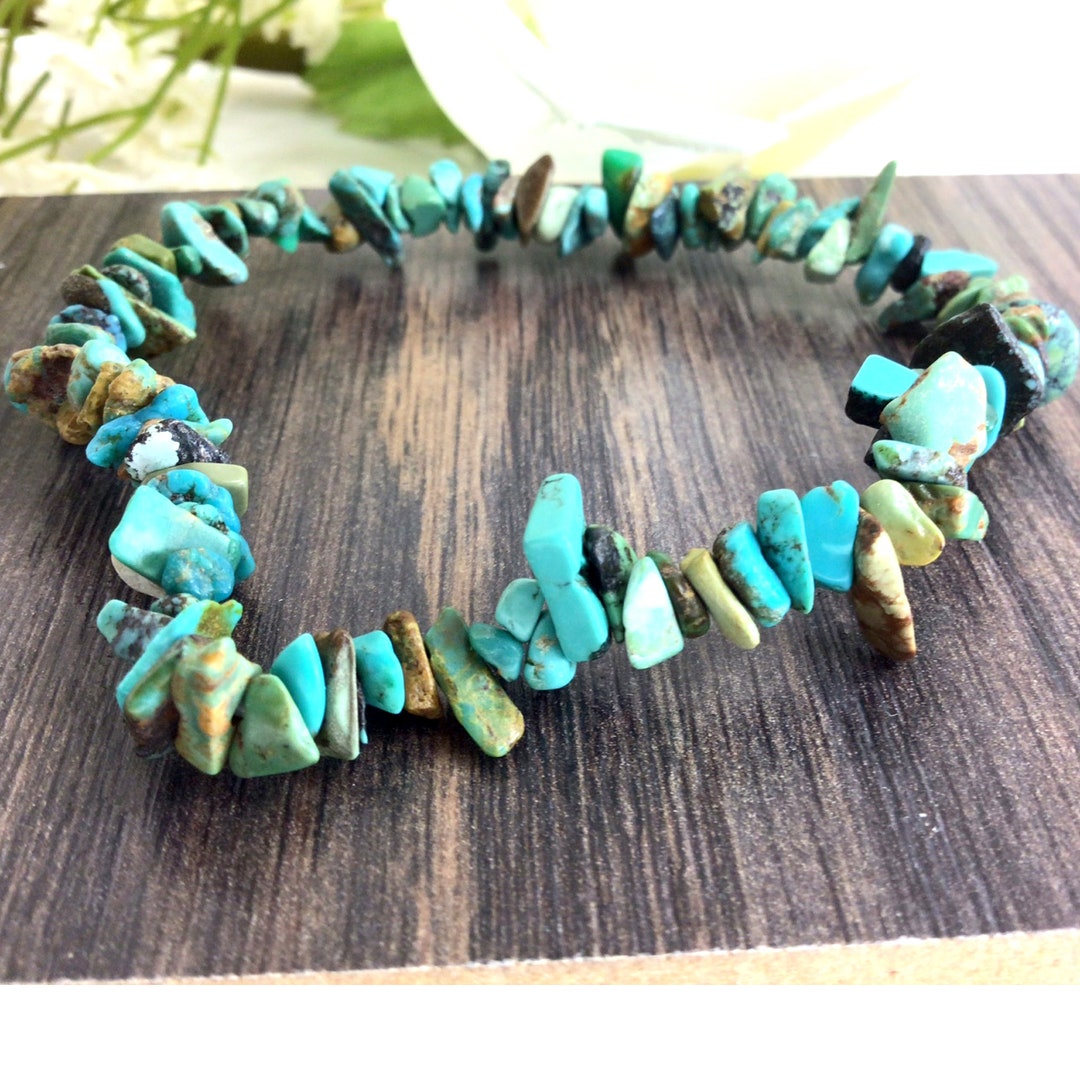Gemstone Natural Turquoise Bracelet Gemstone Crystal Stretch Healing ...