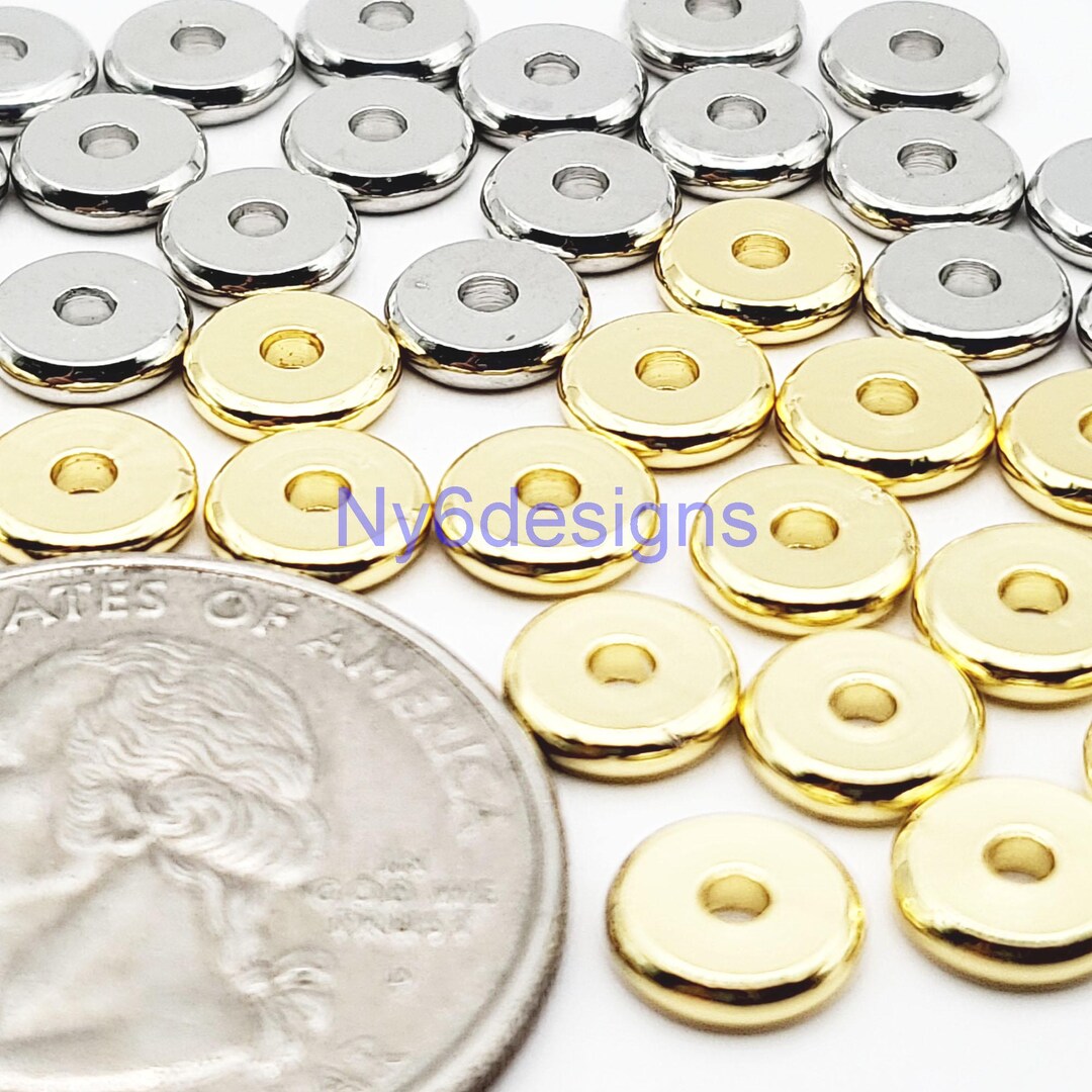 Gold Silver Heishi Spacer Beads 3mm 4mm 5mm 6mm 7mm 8mm Silver, Gold ...