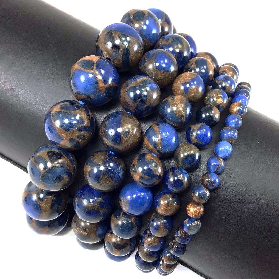 Navy Blue Variscite Mosaic Impression Cloisonne Jasper Copper Vein ...
