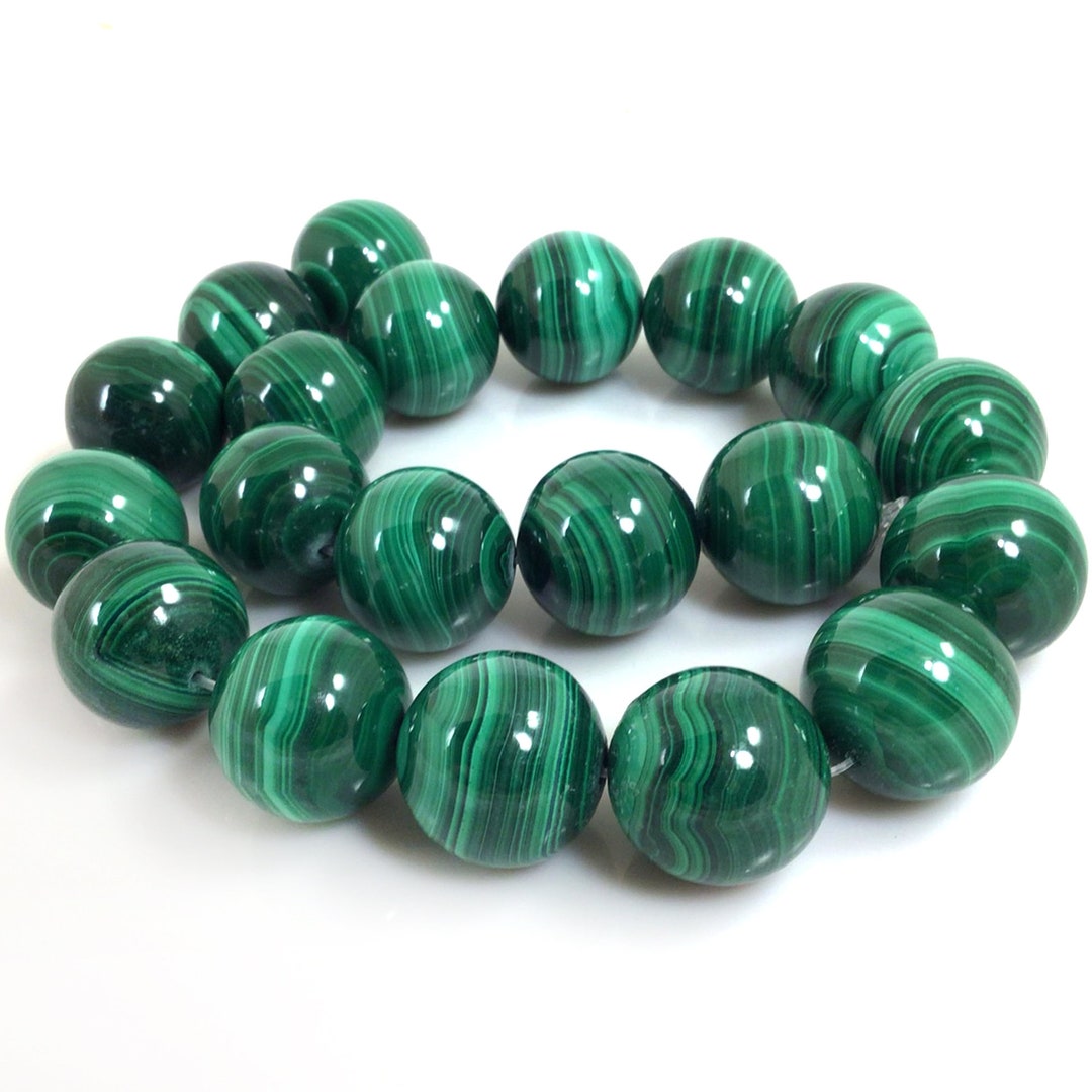 ONLY ONE Grade AAA Natural Malachite Stone Beads Deep Green Genuine ...