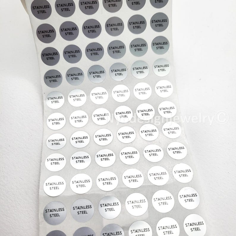 300 Pcs “STAINLESS STEEL” Adhesive Labels – 10mm Round Stickers for ...