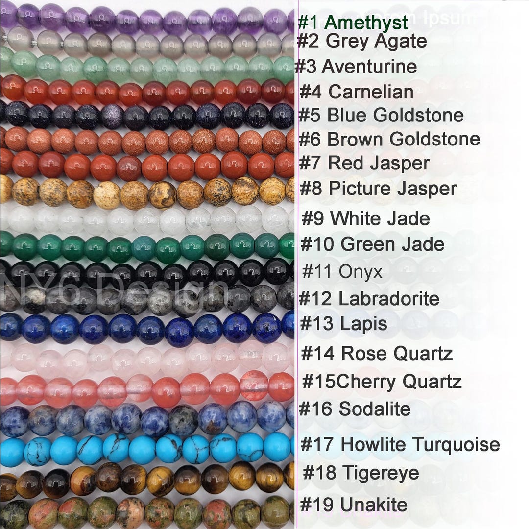 Natural Large Hole Loose Bead Genuine Gemstone Round Beads Big Hole Gem for DIY Jewelry Making ...