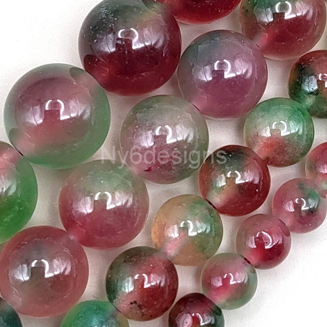 Watermelon Tourmaline Jade Beads High Quality Gorgeous Round Loose Bead ...