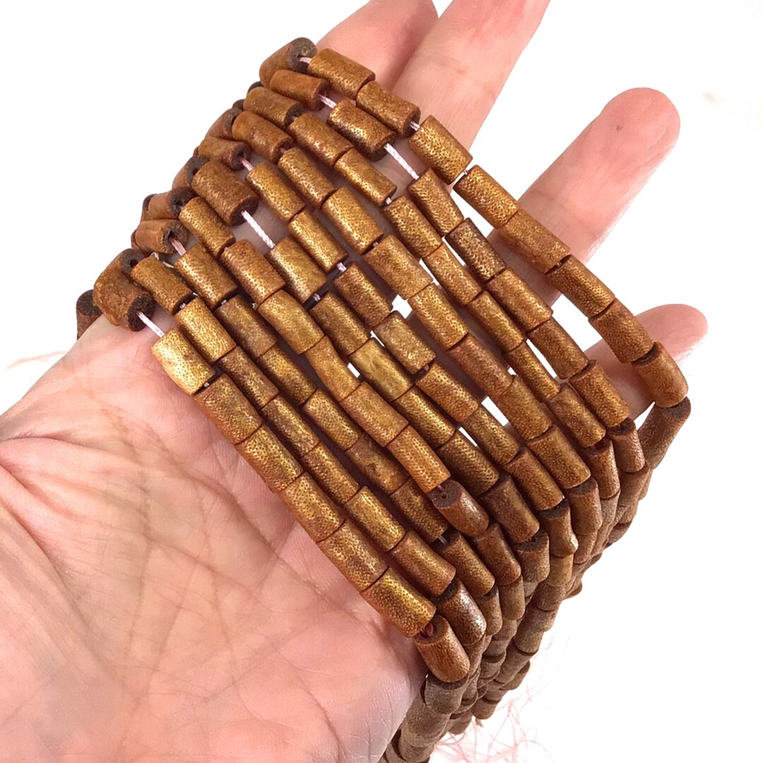 Gold Coral Tube Stick Bead 15" Natural Coral Barrel Branch Beads Gold ...