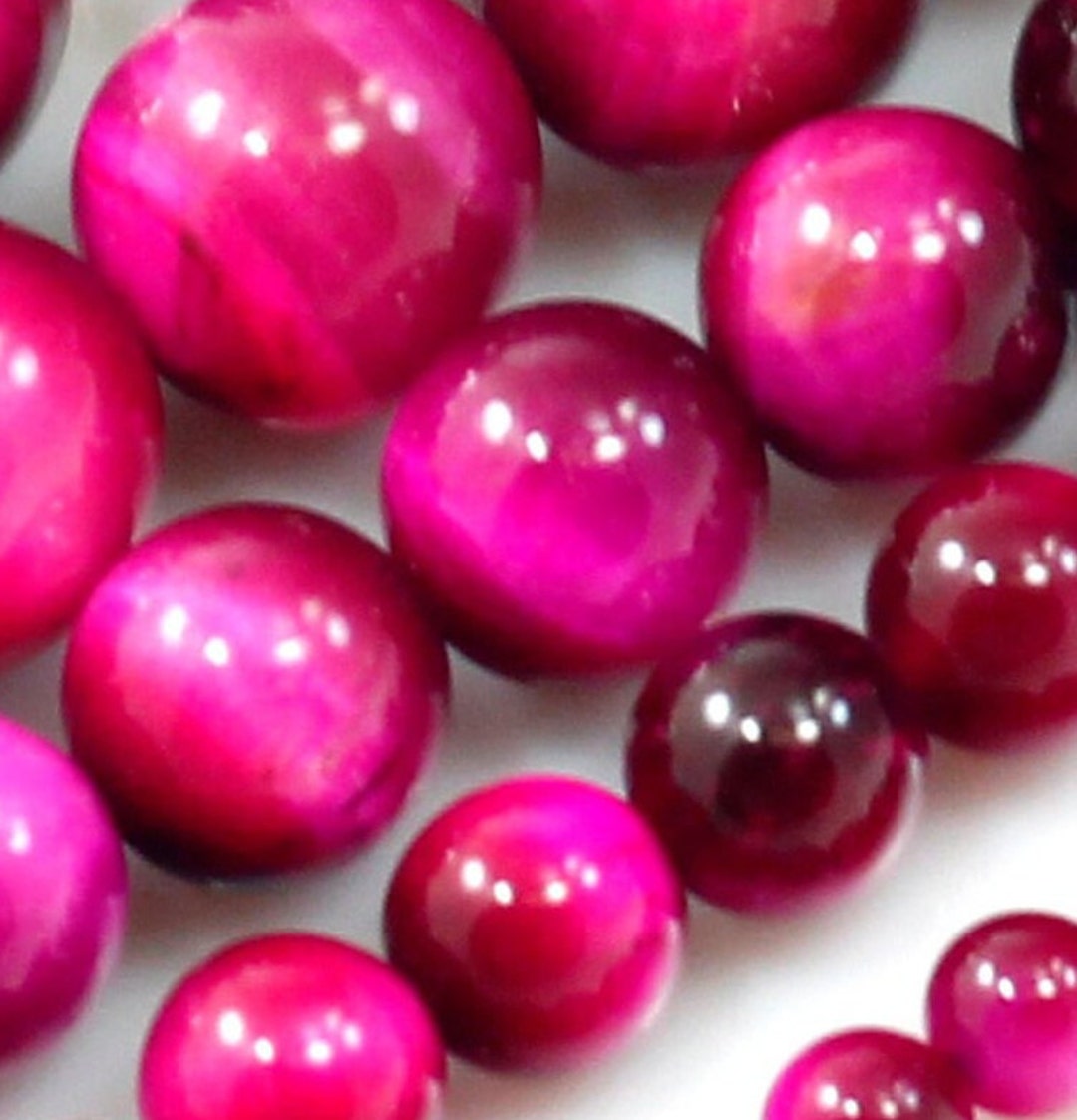 Hot Pink Tiger Eye Bead AA Natural Gemstone Round Loose Beads - Etsy