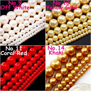 High Quality Multi Color Round Glass Pearl Beads 15" Strand Various ...