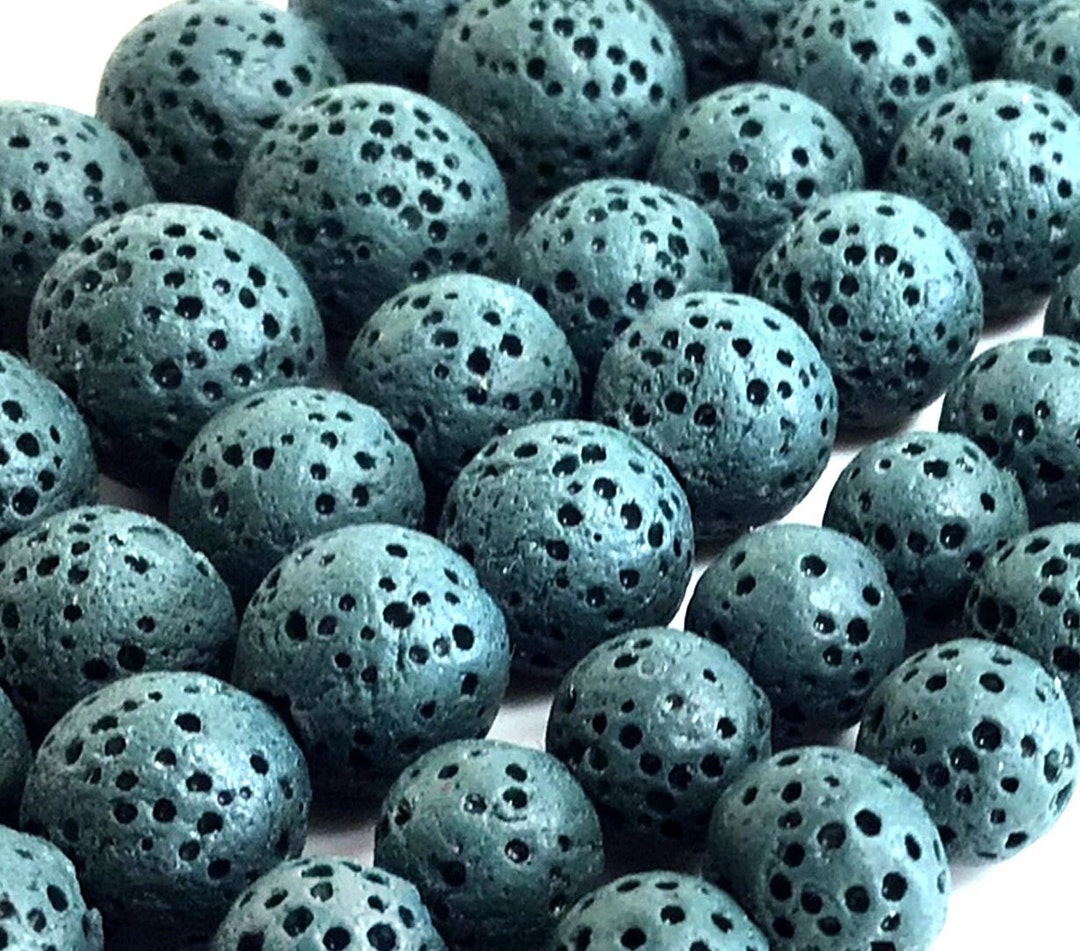 Charm Blue Lava Beads Natural Lava Beads Round Loose Bead Volcanic Rock Lava Diffuser Oil 6mm ...