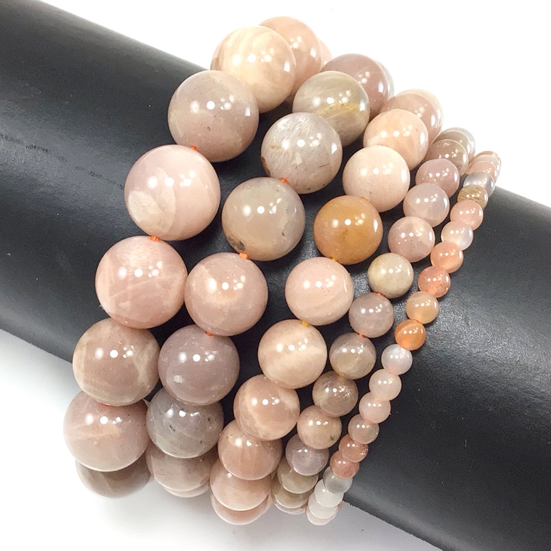 Natural Peach Moonstone Bracelet Stretch Elastic Crystal - Etsy
