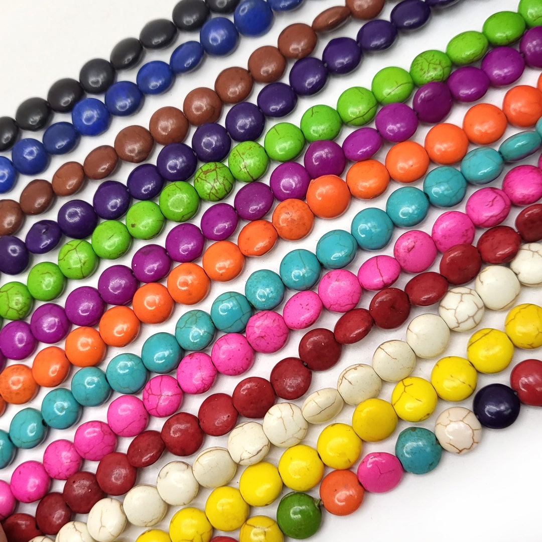 Multi Color Magnesite Turquoise Coin Beads, 15