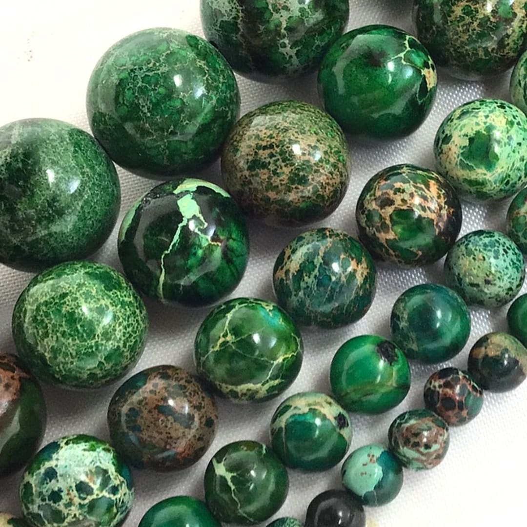 Green Sea Sediment Imperial Jasper Beads Natural Gemstone Green Jasper ...