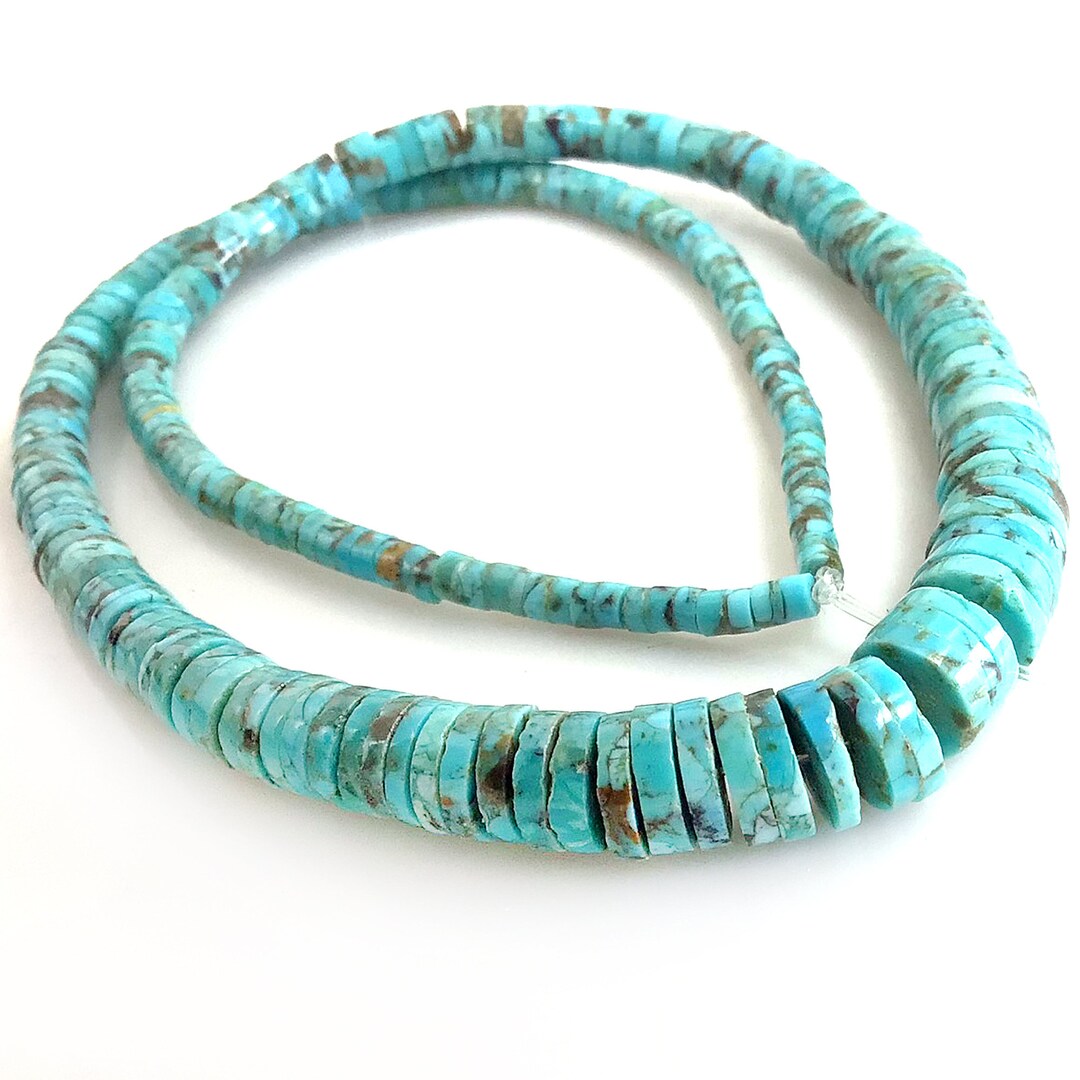 Genuine Turquoise Natural Turquoise Heishi Bead Graduated Grade AAA ...