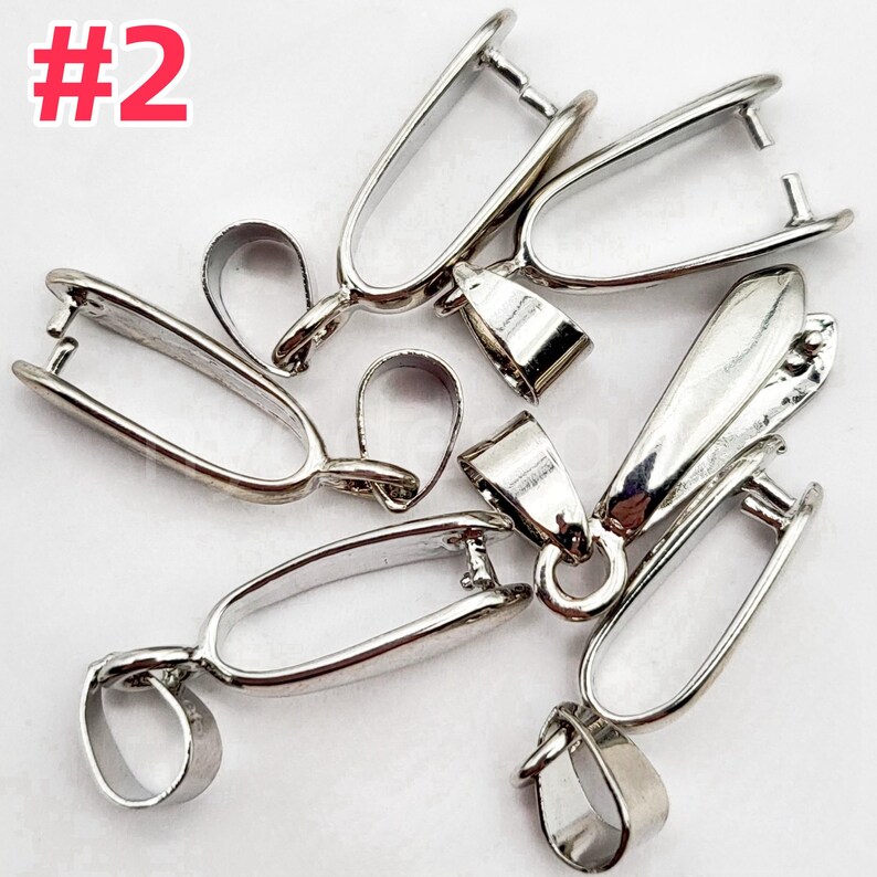 Large Silver Plated Pendant Bail Findings 2pcs 6pcs for DIY Jewelry ...