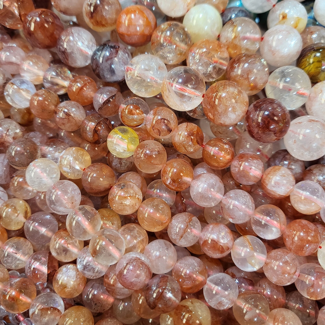 Natural Fire Quartz Beads Gemstone Round Loose Beads Red Quartz 4mm 6mm ...