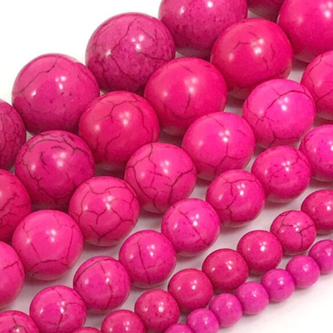 Hot Pink Howlite Turquoise Beads Natural Gemstone Round Loose Beads 4mm ...