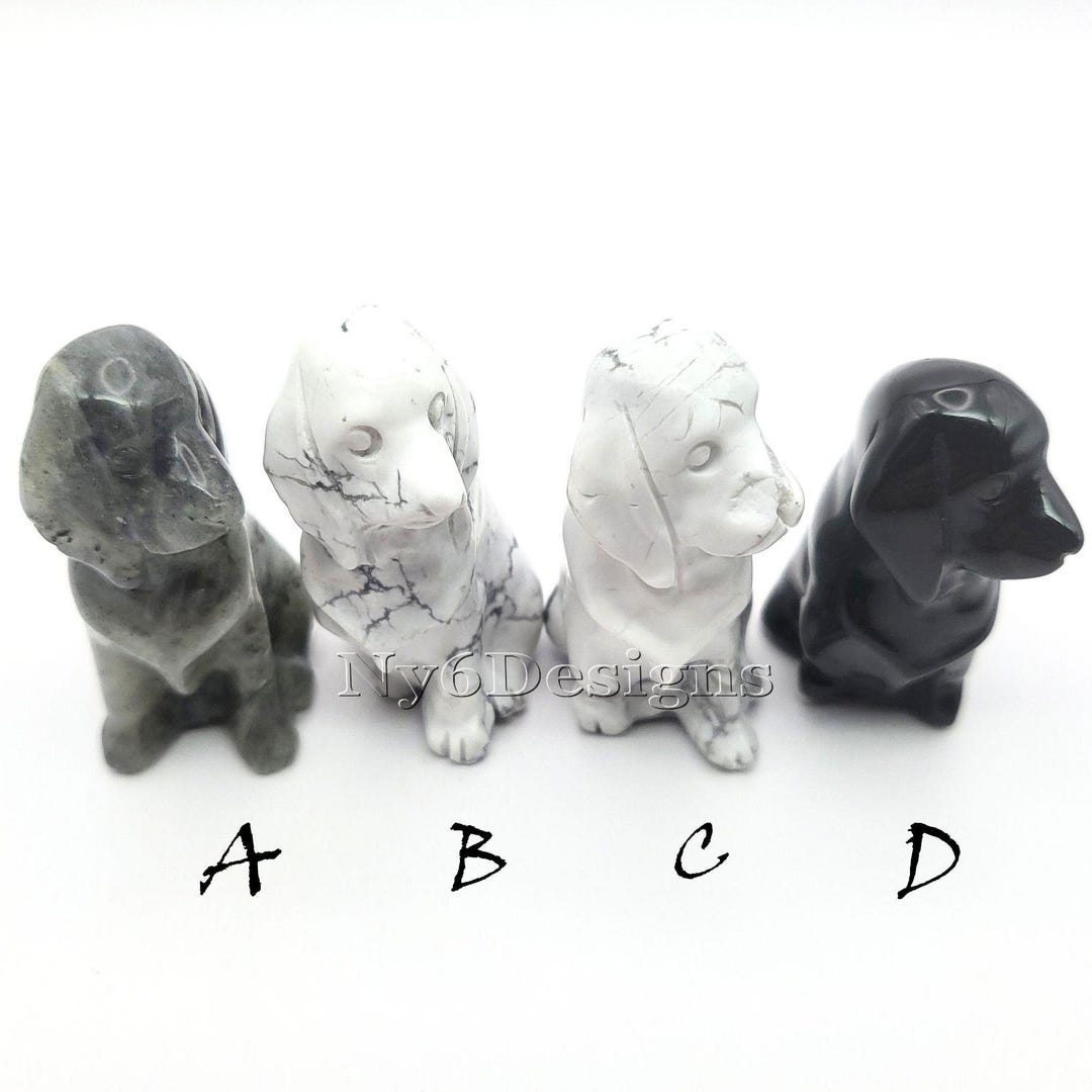 Hand Curved Crystal Dog Cool Color Natural Gemstone Figurine Carved ...