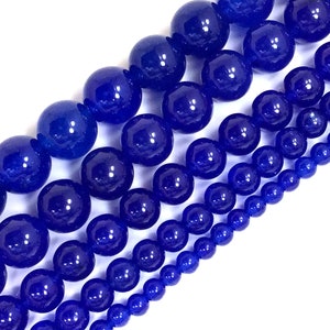 Royal Blue Jade Beads, Round Gemstone Beads 15" Strand 4-12mm - Etsy