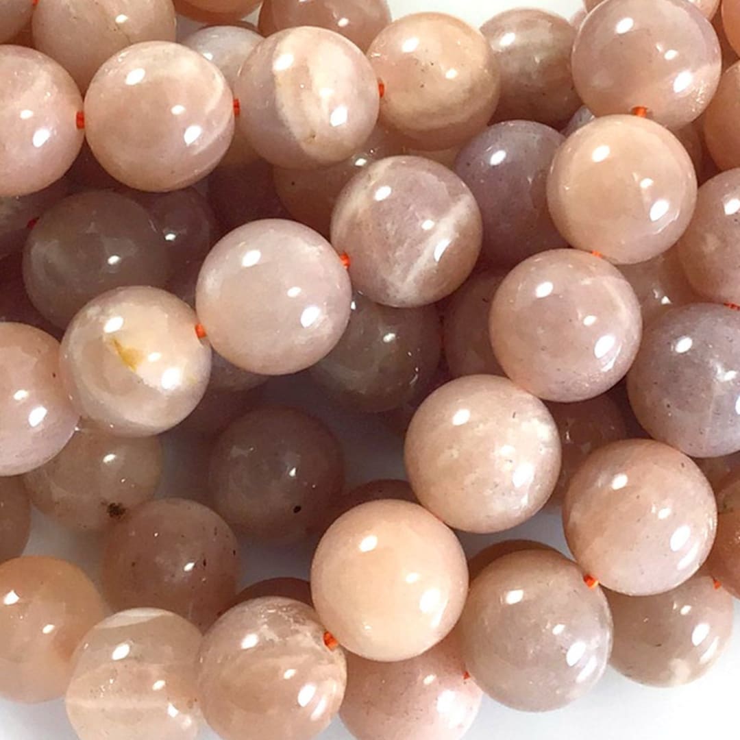 Genuine Peach Moonstone Beads Natural Gemstone Round Loose Beads 4mm ...