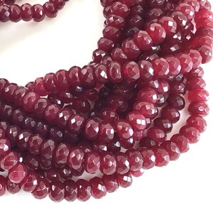 Red Ruby Jade Faceted Rondelle Loose Bead 15" Strand Faceted Jade 4mm ...