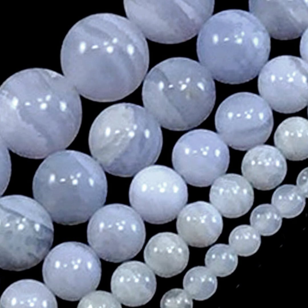 AAA Blue Lace Agate Beads: Round Gemstone, 15" Strand 4-12mm - Etsy