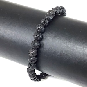 Natural Black Lava Bracelet Volcanoes Stone Stretch Elastic Crystal ...