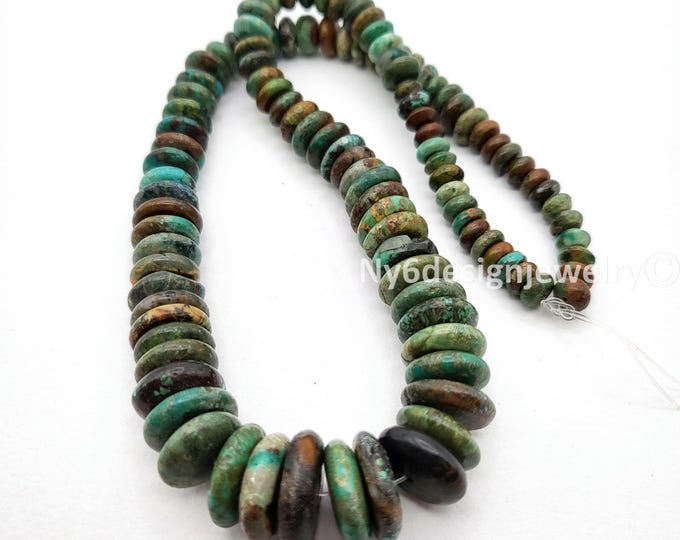 Natural Turquoise Heishi Graduated Slice Discs Beads - Gemstone Green ...