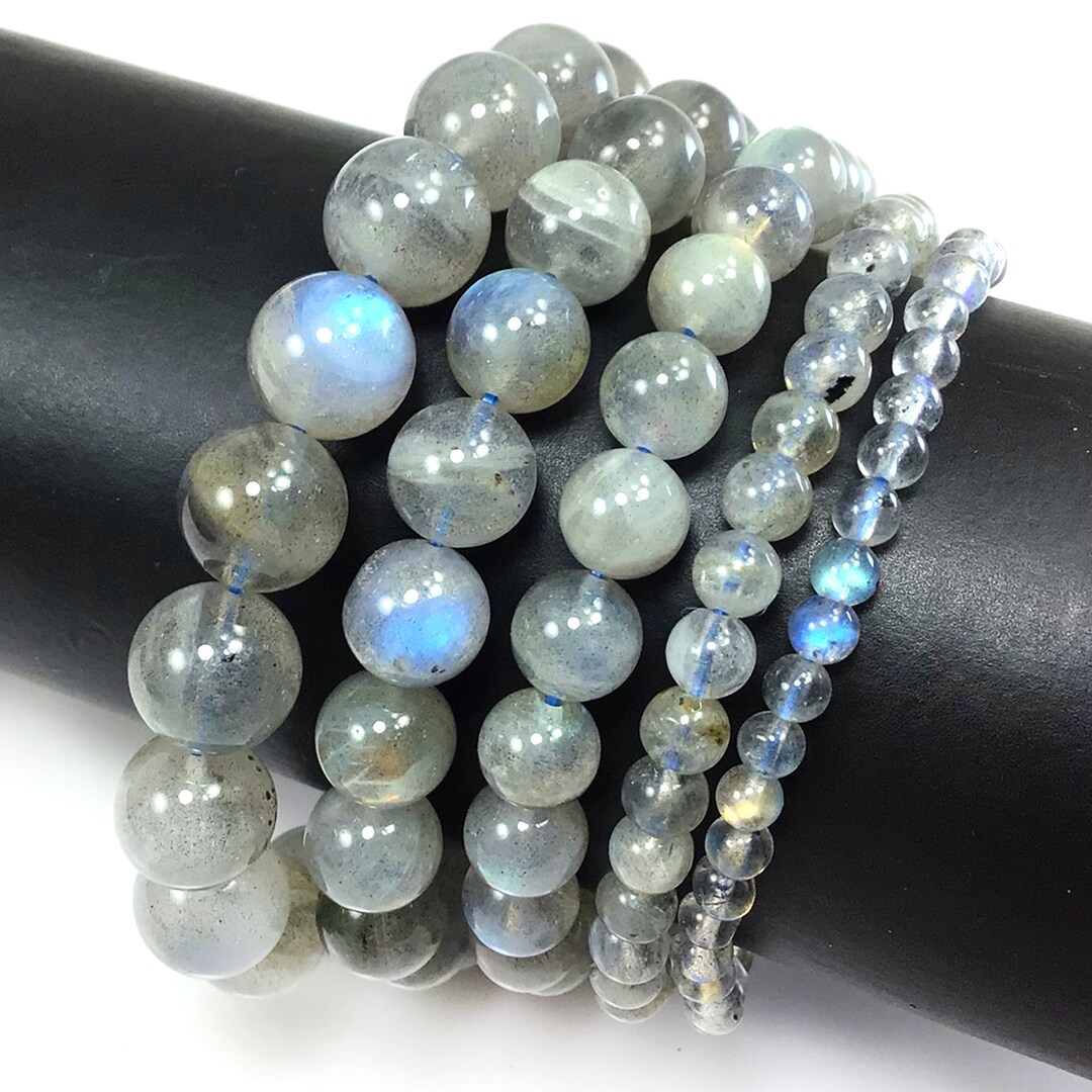 Blue Labradorite Bracelet Larvikite Elegant Stretch Elastic Crystal Healing Grade AA Gemstone ...