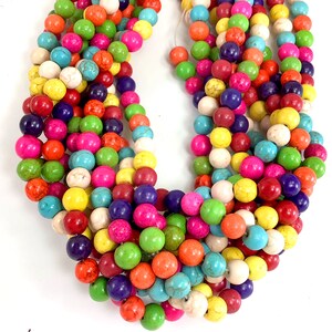 Multi-color Turquoise Howlite Stone Bead AA Gemstone Round Loose Bead ...