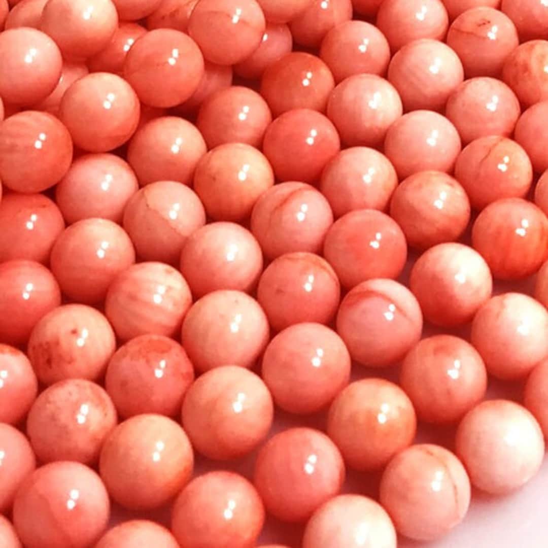 10mm Pink Coral Round Beads Grade AA Salmon Coral, Peach Coral Natural ...