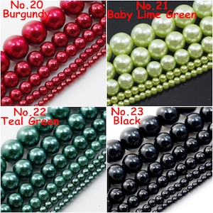 High Quality Multi Color Round Glass Pearl Beads 15" Strand Various ...