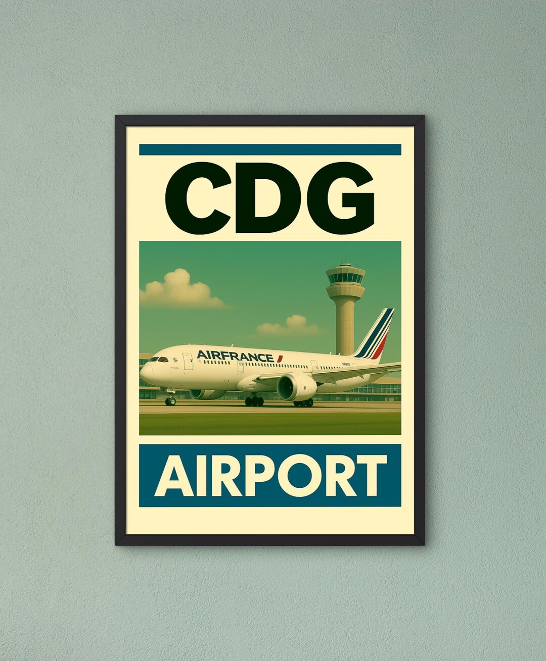 Air France 787 CDG Airport Poster – Retro Aviation Art (digital ...