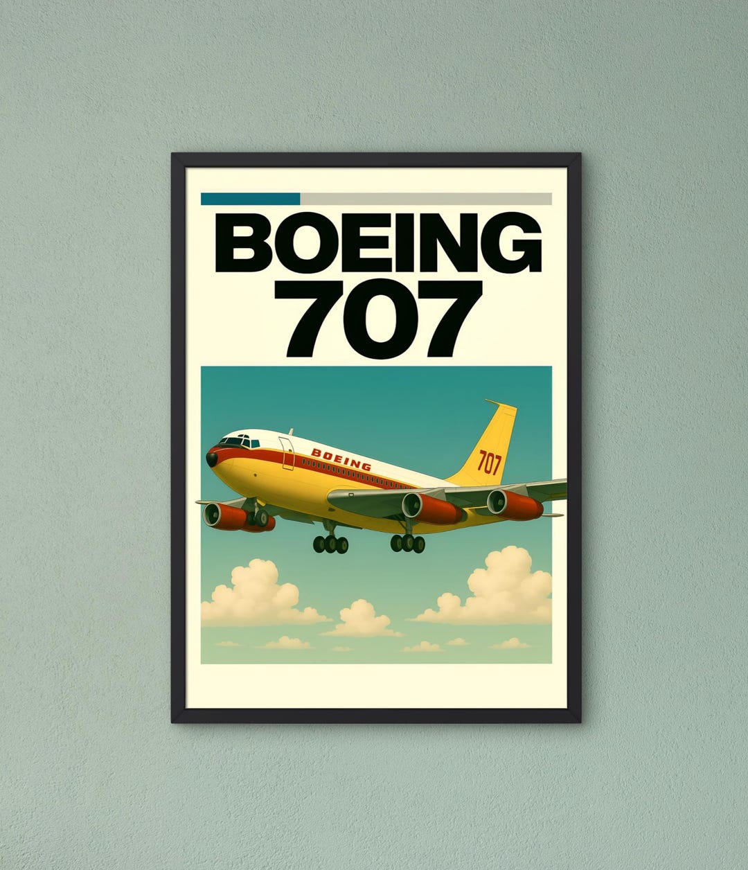 Boeing 707 Aviation Poster – Retro Art Deco Style Print (digital ...
