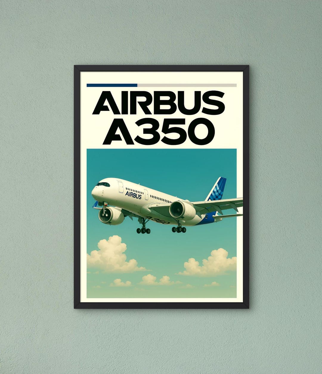 Airbus A350 Vintage Jet Poster – Retro Airliner Wall Art, Classic ...