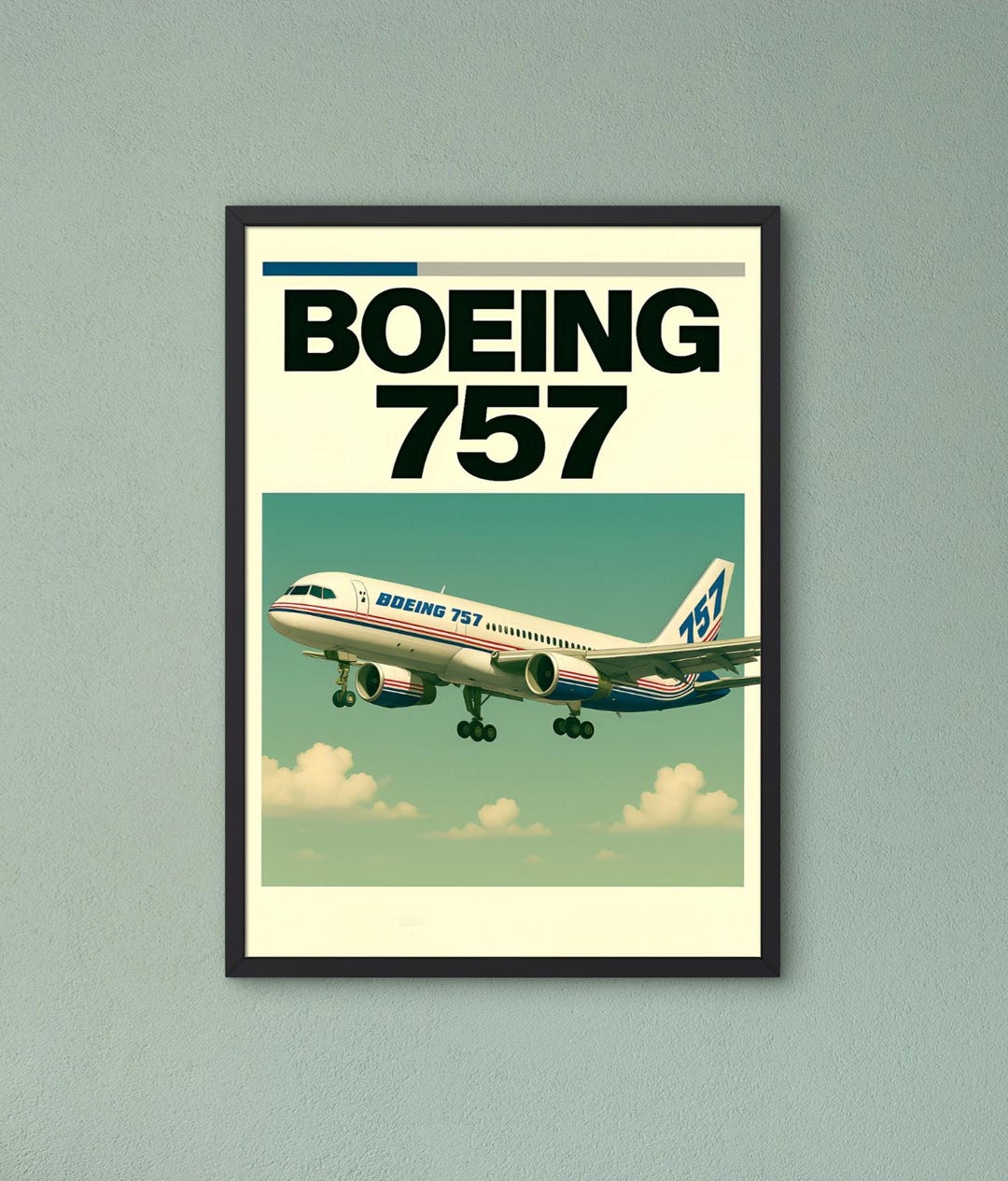 Boeing 757 Retro Jet Poster – Aviation Digital Wall Art, Classic Twin ...