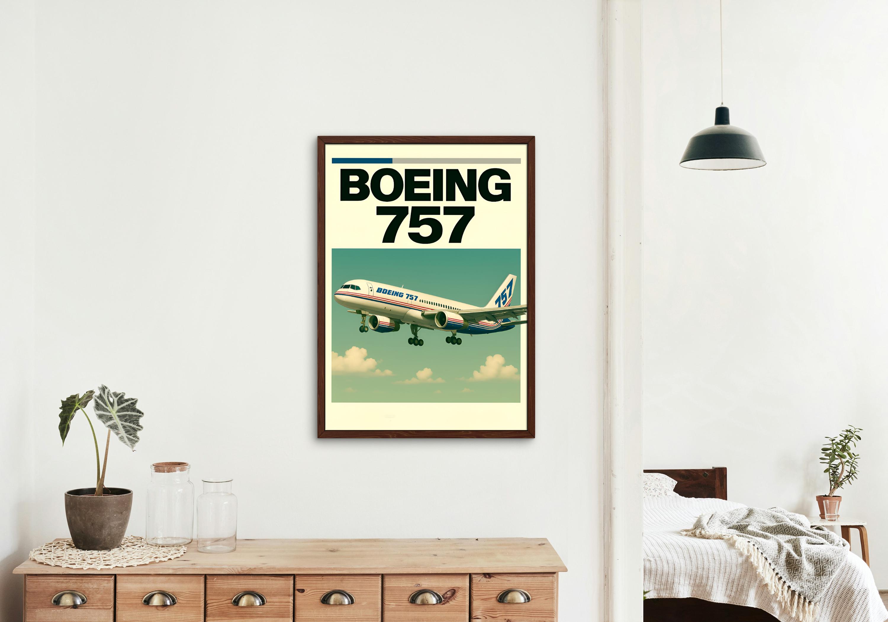 Boeing 757 Retro Jet Poster – Aviation Digital Wall Art, Classic Twin ...