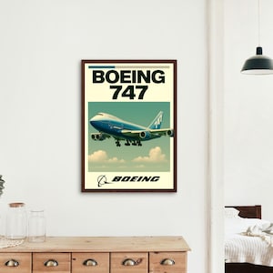 Boeing 747 Jumbo Jet Poster – Digital Aviation Print, Retro Airliner ...