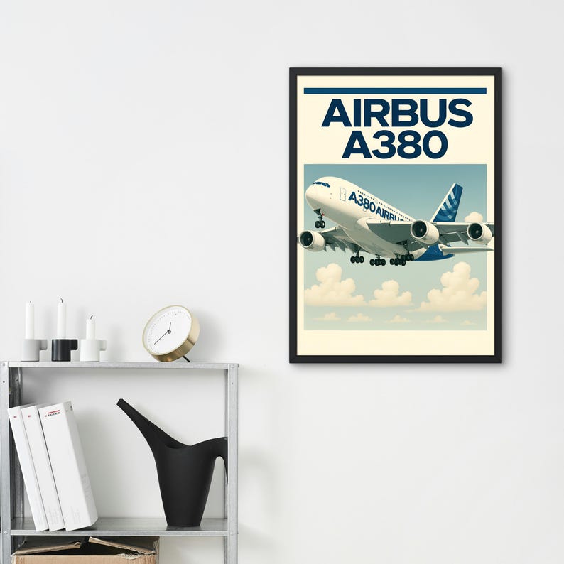 Airbus A380 Vintage Jet Poster – Retro Airliner Wall Art, Classic ...