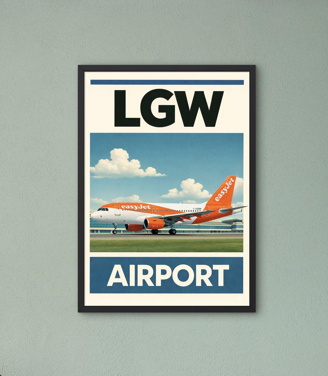 LGW Gatwick Airport Easyjet A320 Poster – Retro Aviation Wall Art ...